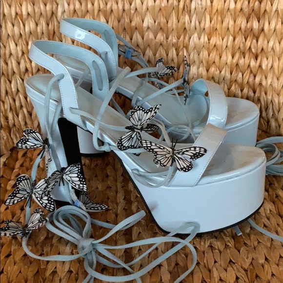 Dolls Kill | Shoes | Nib Baby Blue Pixie Queen Butterfly Platforms ...